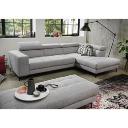 Ecksofa Alina, B:300cm H:102cm T:207cm, grau, Struktur TTA (100% Polyester), Wohnzimmer, Sofas, "Valea", mit R&uuml;ckenlehnenverstellung, wahlweise mit