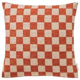 Kissenh&uuml;lle Tom Tailor HOME, B:45cm H:0,5cm L:45cm, orange, Baumwolle, Leinen, Polyester, Kissenbez&uuml;ge, "Checkerbox"