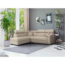 Ecksofa Home Affaire, B:267cm H:95cm T:198cm, beige, Struktur fein (100% Polyester);Struktur (100% Polyester);Samtstruktur (100% Polyester),