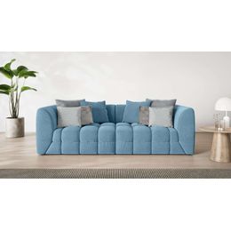 Big-Sofa s.Oliver, B:259cm H:104cm T:126cm, blau, 100% Polyester, Sofas, "COBBO 3-Sitzer Design-Sofa Bubble-Optik, Ma&szlig;e B/T/H: 259/126/104 cm", mit