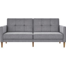 3-Sitzer DOREL HOME, B:207cm H:82cm T:82cm, grau, Veloursstoff 100% Polyester, Sofas, "Lilly", Bett-Funktion, R&uuml;ckenlehne 3-fach verstellbar,