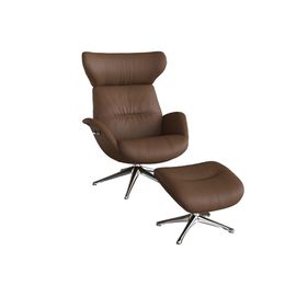 Relaxsessel FLEXLUX, B:90cm H:107cm T:89cm, braun, 100% Echtleder, Wohnzimmer, Sessel, "Fernsehsessel More, ergonomisch, drehbar, robuster Fu&szlig;,