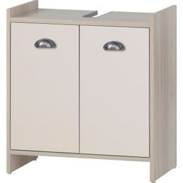 Waschbeckenunterschrank Welltime, B:56,9cm H:62,4cm T:33cm, beige, FSC-zertifizierter Holzwerkstoff, Badezimmer, Schr&auml;nke, "Lindholm"