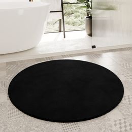 Badematte HOMIE LIVING, H:30mm, schwarz, Polyester, Badematten, "Porto Azzurro", Badteppich, uni, rechteckig & rund, waschbar, Badezimmerteppich