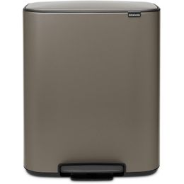 Brabantia Mülleimer "Bo Treteimer, 60L", B/H/T: 54,1cm x 65,2cm x 36,3cm, 60 l, silber, Küche, Mülleimer, sanft schließender Deckel, mit leichter