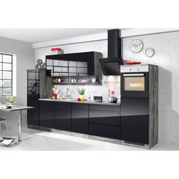 Sp&uuml;lenschrank KOCHSTATION, B:100cm H:85cm T:60cm, schwarz, Holzwerkstoff, MDF, K&uuml;che, Schr&auml;nke, "KS-Virginia", 100 cm breit, inklusive Einbausp&uuml;le