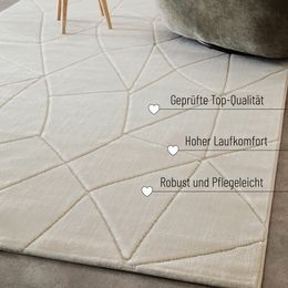 Teppich Wecon Home, B:200cm H:10mm L:290cm, beige, Polypropylen, Wohnzimmer, Teppiche, "Unplugged, auch in quadratischer Form", Kurzflor, Hoch Tief