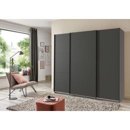 Schwebet&uuml;renschrank wimex, B:250cm H:216cm T:65cm, schwarz, Schr&auml;nke, "Andorra by fresh to go", Mit 3D-Leisten f&uuml;r Akustikpaneel-Optik