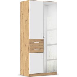 Dreht&uuml;renschrank Rauch, B:91cm H:210cm T:54cm, wei&szlig;, Holzwerkstoff, Schr&auml;nke, "Maika", mit Spiegel, 2 Schubladen, in verschiedenen Breiten, H&ouml;hen und