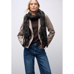Schal Street One, Damen, Gr. onesize, schwarzest braun, Stoff, 50% Polyester, 50% Polyester, Animalmuster, Modetücher, mit Leo-Muster