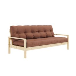 Schlafsofa Karup Design, B:205cm H:79cm T:95cm, braun, Matratzenmaterialzusammensetzung: Futonmatratze mit Knopfheftung, H&ouml;he 14 cm, aus recyceleten