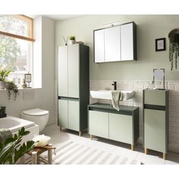 Hochschrank Welltime, B:56,9cm H:170cm T:33cm, gr&uuml;n, FSC-zertifizierter Holzwerkstoff, Badezimmer, Schr&auml;nke, "Lovis, Breite 56 cm", Metallbeschl&auml;ge,
