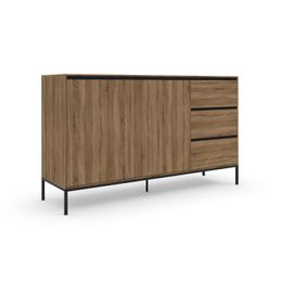 Sideboard Inosign, B:140cm H:82cm T:40cm, schwarz, FSC-zertifizierter Holzwerkstoff, Wohnzimmer, Sideboards, "Bari", Kommode mit 2 T&uuml;ren und 3