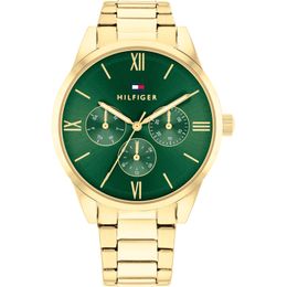 Tommy Hilfiger Damen Multifunktionsuhr "CAMILLE", gold, Armbanduhren, Quarzuhr, Armbanduhr, Damenuhr, Edelstahlarmband, Datum