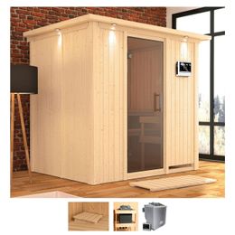 Karibu Sauna "Bedine", Bio-Kombiofen, externe Steuerung, 9 kW, beige, Saunen, Ofen 9 kW Bio externe Strg easy