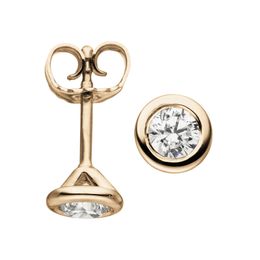 Jobo Damen Paar Ohrstecker "Ohrringe Solit&auml;r Diamanten Brillanten 0,50 ct.", 6mm, SI = kleine Einschl&uuml;sse, Diamanten Ros&eacute;gold 585, rosa, Diamanten,