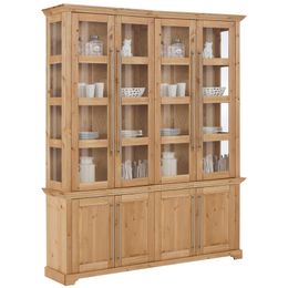 Vitrine Home Affaire, B:171cm H:210cm T:39cm, beige, Massivholz, Wohnzimmer, Schränke, "Meliss", aus massiver Kiefer, FSC zertifiziert, Breite 171 cm