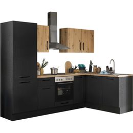Winkelk&uuml;che, B:270cm H:211cm T:60cm, schwarz, BASIC BY BALCULINA, Komplettk&uuml;chen-Sets, "Turin", Stellbreite 270x175 cm, wahlweise mit E-Ger&auml;ten