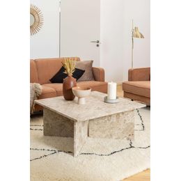 Couchtisch ACTONA GROUP, B:90cm H:42cm T:90cm, braun, Wohnzimmer, Tische, "Vega", Couchtisch, V-f&ouml;rmig Gestell,matt Latte lackiert Marmor, 90x90x42 cm