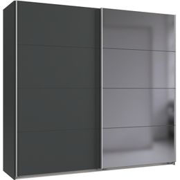 Schwebetürenschrank wimex, B:225cm H:210cm T:65cm, grau, Schränke, "Ernie Kleiderschrank mit Spiegel, Made in Germany TOPSELLER", Schlafzimmerschrank
