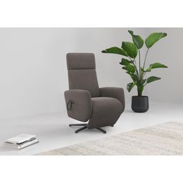 TV-Sessel Home Affaire, B:71cm H:110cm T:82cm, grau, 100% Polyester, Sessel, "Rochelle, inkl. Kopfteilverstellung & 360 Drehfunktion", wahlweise mit