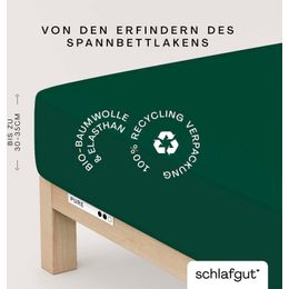 Spannbettlaken Schlafgut, gr&uuml;n, Jersey, Obermaterial: 95% Baumwolle, 5% Elasthan, Bettlaken, "PURE Bio-Baumwolle mit Elasthan, dehnbar blickdicht,