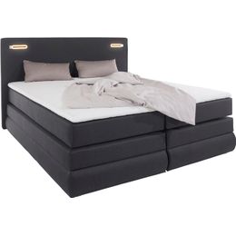 Boxspringbett Collection AB, B:195cm L:210cm, grau, Holzwerkstoff, Komplettbetten, "Ninoni", inkl. Bettkasten, Topper und wahlweise mit