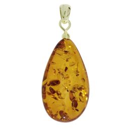 OSTSEE-SCHMUCK Damen Kettenanh&auml;nger "OSTSEE-SCHMUCK Anh&auml;nger Tropfen ca. 30 mm lang - Gold 585/000", 40 x 18mm, Bernstein, 3,4 g, gelb, Bernstein,
