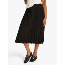 Tommy Hilfiger Damen Plisseerock "FLUID PLEATED PULL ON MIDI SKIRT", schwarz, Gr. 36, unifarben, Web, Obermaterial: 100% Polyester, Röcke, mit rundum