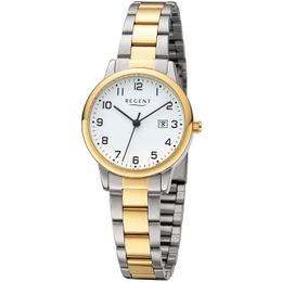 Regent Uhren REGENT Damen Quarzuhr, bunt, Armbanduhren, Armbanduhr, Damenuhr, Datum, analog, Edelstahlarmband