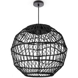 Paco Home Pendelleuchte "MAITE", Ø 40cm H: 39cm, schwarz, Esszimmer, Leuchten, Rattan Hängeleuchte Korblampe Rund E27 Boho Stil Modern Wohnzimmer