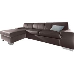 Ecksofa DOMO collection, B:248cm H:74cm T:150cm, braun, Softlux-Kunstleder;Primabelle-Microfaser;Struktur (90% Polyester und 10% Polyacryl),