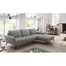 Ecksofa, B:264cm H:87cm T:171cm, grau, exxpo - SOFA FASHION, Wohnzimmer, Sofas, "NICEA, erstklassiger Komfort, tolle Details, Holzsockel in eiche