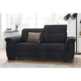 2-Sitzer DOMO collection, B:193cm H:84cm T:102cm, schwarz, Kunstleder SOFTLUX;Luxus-Microfaser ALTARA NUBUCK (100% Polyester);Chenille (100%