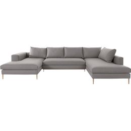 Wohnlandschaft OTTO products, B:371cm H:83cm T:210cm, grau, Struktur fein: aus recycleten PET-Flaschen (100% PES), Sofas, "Finnja, viel Platz,