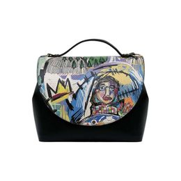 DOGO Damen Henkeltasche "Handy Umh&auml;ngetasche Live And Save Schultertasche", schwarz, Lacklederimitat, Taschen, Handgefertigt