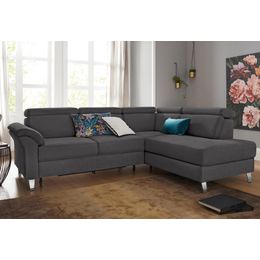 Sit & More Ecksofa SIT & MORE, B:245cm H:84cm T:194cm, grau, Wohnzimmer, Sofas, "Arngast L-Form", inklusive Kopfteilverstellung und Federkern