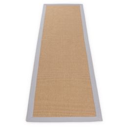 Sisalteppich CarpetFine, B:75cm H:5mm L:300cm, grau, Sisal, Teppiche, "Sisal , auch als Läufer erhältlich", mit farbiger Bordüre, Anti Rutsch
