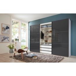 Schwebet&uuml;renschrank wimex, B:300cm H:216cm T:65cm, wei&szlig;, Schr&auml;nke, "Magic by fresh to go", tolles EXTRA: mit drehbarem TV-Element, Fronten aus Glas