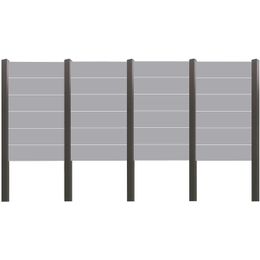 TETZNER & JENTZSCH Sichtschutzelement "ROUNDROCK 2", H/L: 180cm x 4,3m, Pfosten: 5 Stk., grau, TETZNER & JENTZSCH, Garten, Zaunelemente, Satiniertes Glas in