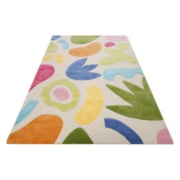 Kinderteppich Smart Kids, B:140cm H:1,2mm L:200cm, bunt, Wolle, Teppiche, "Kimi", handgetuftet aus Naturfasern, bunt, abstraktes Design, Kinderzimmer