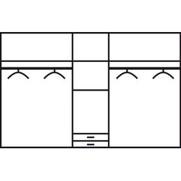 Kleiderschrank Priess, B:230cm H:193cm T:54cm, wei&szlig;, Holzwerkstoff, Schlafzimmer, Schr&auml;nke, "Bilbao", T&uuml;ranschlag links oder rechts