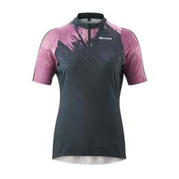 Gonso Damen Radtrikot "LESIMA", grau, Gr. 46, 92% Recyceltes Polyester, 8% Elasthan, Trikots, Damen MTB-Radshirt kurzarm, leichtes Fahrradtrikot mit