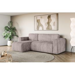 Ecksofa OTTO HOME, B:250cm H:86cm T:166cm, grau, 100% Polyester, Wohnzimmer, Sofas, "Zacharia wahlweise Schlafsofa mit Bettkasten, B/T/H 250/166/86