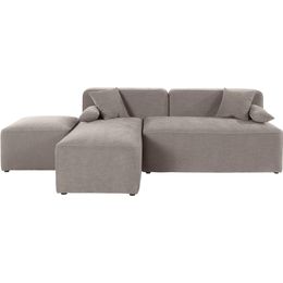 Ecksofa Home Affaire, B:220cm H:76,5cm T:153cm, grau, 100% Polyester, Wohnzimmer, Sofas, "Sundstrup L-Form", Modulserie, individuelle Zusammenstellung