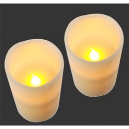 LED-Kerze I.GE.A., B:7cm H:13cm, beige, Kunststoff, Wachs, Kerzen, "LED-Kerzen Flackernd Warmwei&szlig; 2er Set Stumpenkerze Deko Valentinstag",