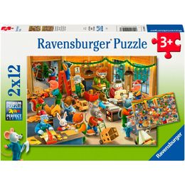 Ravensburger Jungen Puzzle "2x12, Weihnachtswerkstatt", bunt, B:26cm H:18cm, Puzzles, Made in Europe
