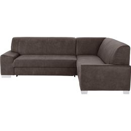 Ecksofa DOMO collection, B:259cm H:85cm T:191cm, grau, Wohnzimmer, Sofas, "Anzio in kubischer Formensprache, flache Armlehnen, L-Form", Wahlweise mit