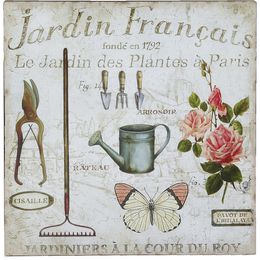 Metallbild AMBIENTE HAUS, B:30cm H:30cm T:0,1cm, gold, Metall, Bilder, "Metallbild - Garten (Silber Giesskanne)"