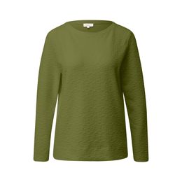 s.Oliver Damen Longsweatshirt, grün, Gr. 38, Crinkleoptik, Sweatware, Obermaterial: 96% Polyester, 4% Elasthan, Sweatshirts, mit Crinkle Optik